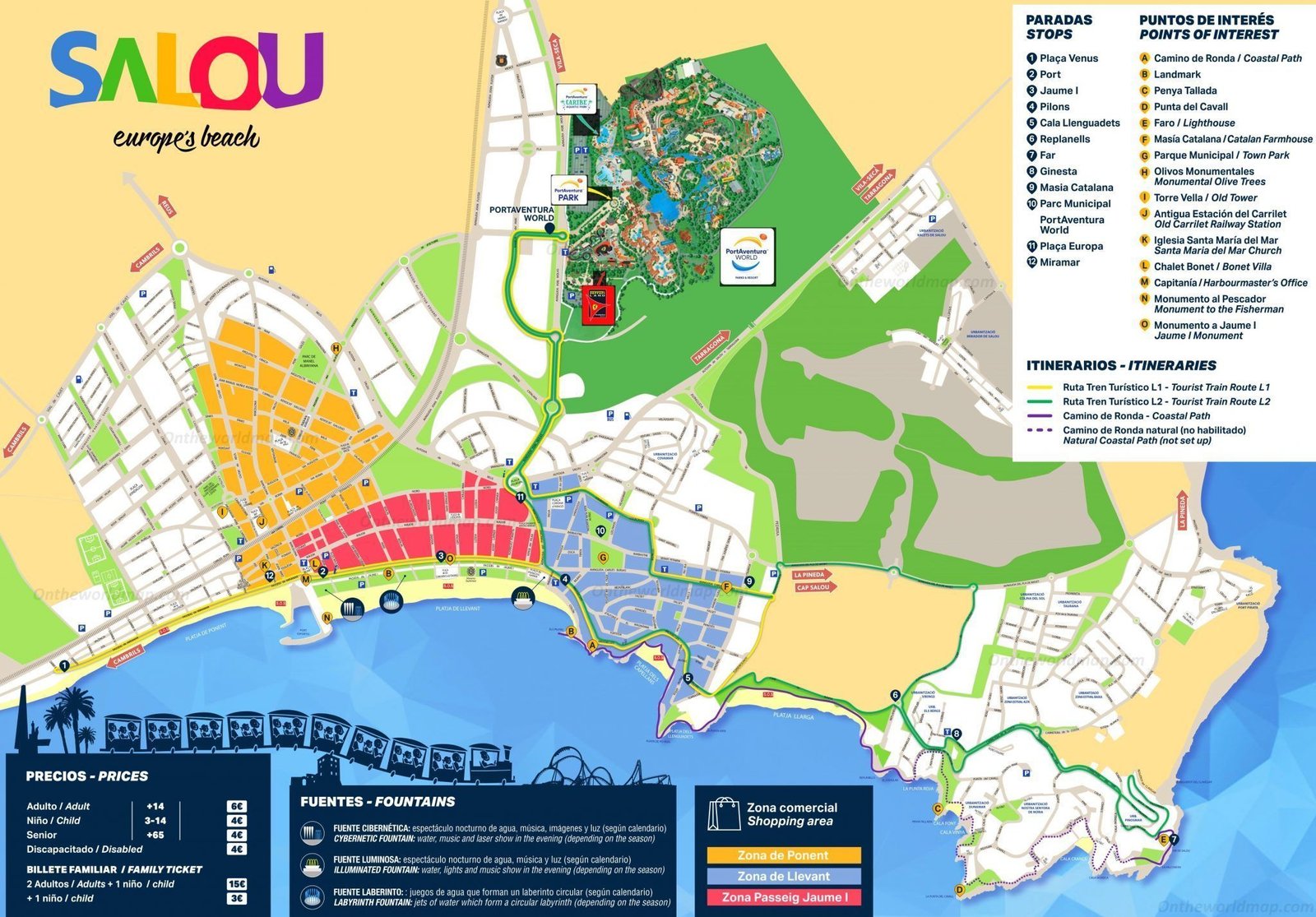 Mapas Salou 2025: Todos los mapas de interés